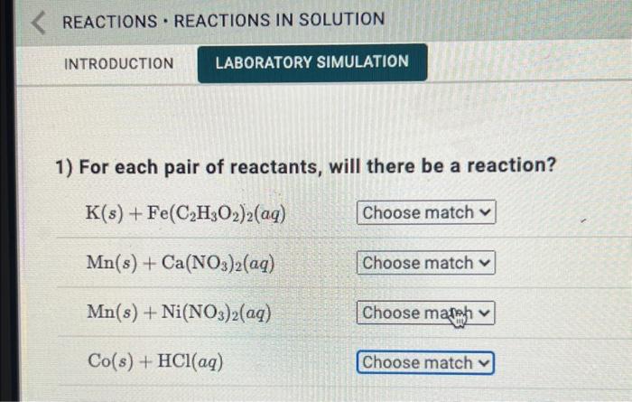 Solved REACTIONS REACTIONS IN SOLUTION * INTRODUCTION | Chegg.com