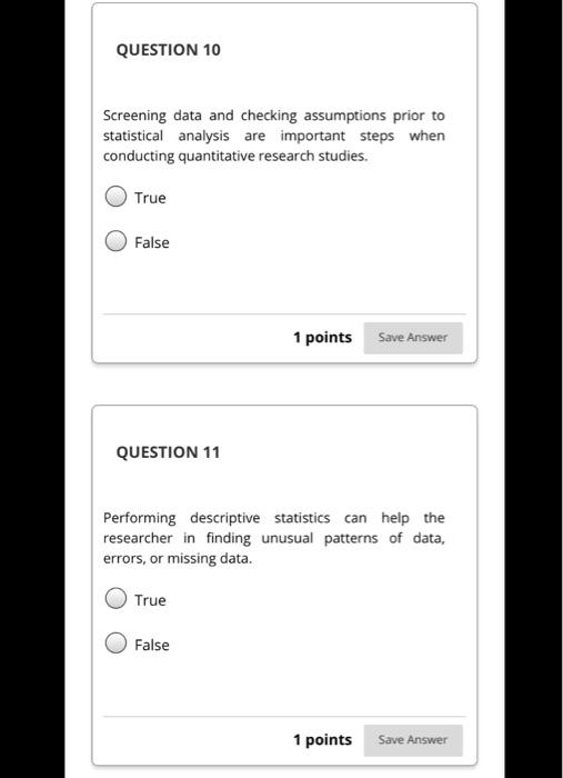 Solved QUESTION 10 Screening data and checking assumptions | Chegg.com