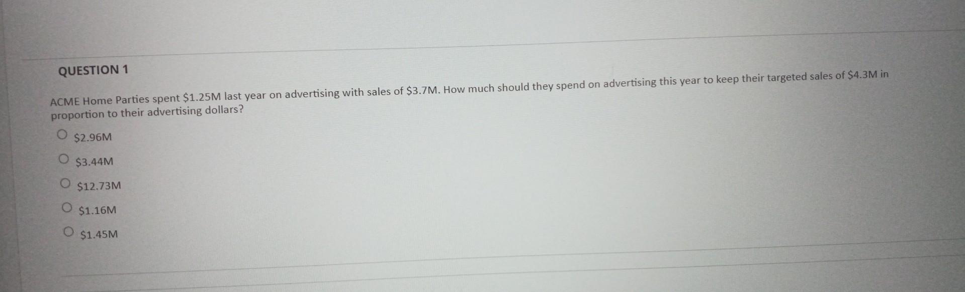 Solved proportion to their advertising dollars? $2.96M | Chegg.com