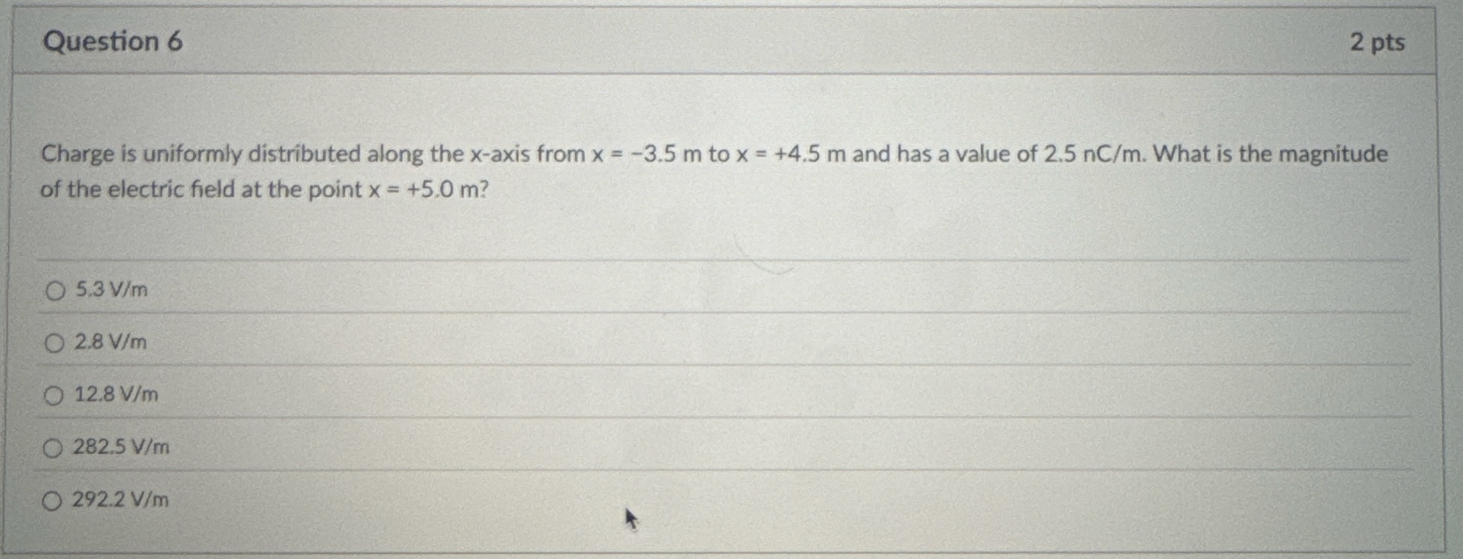 Solved Question 62 ﻿ptsCharge is uniformly distributed along | Chegg.com