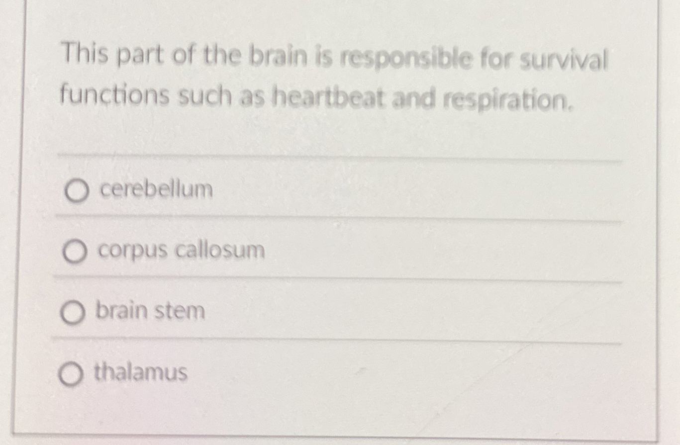 Solved This part of the brain is responsible for | Chegg.com