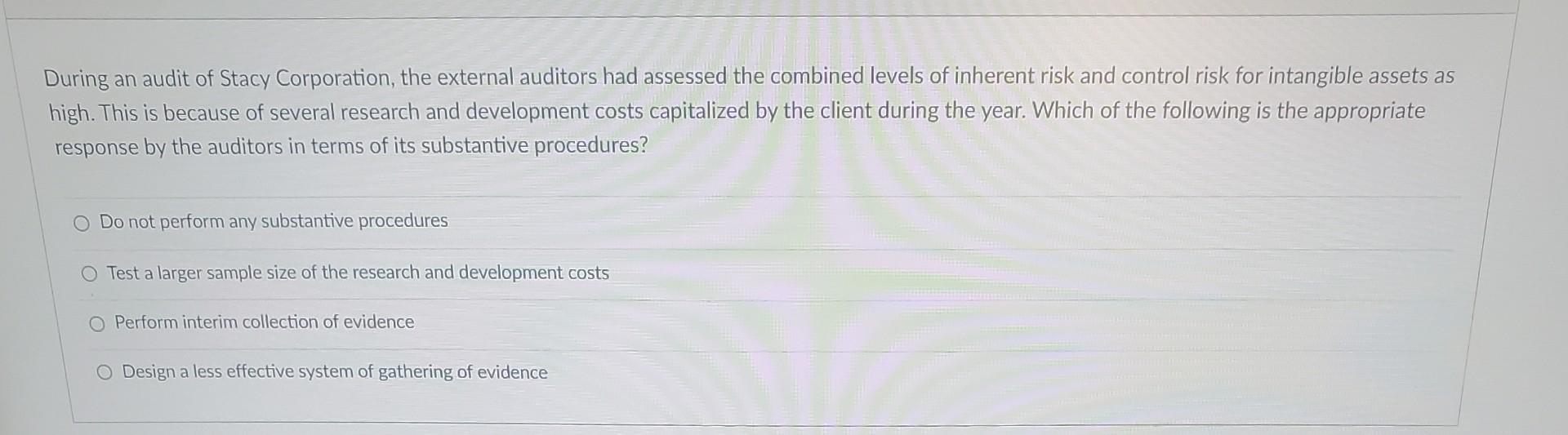 Solved During an audit of Stacy Corporation, the external | Chegg.com