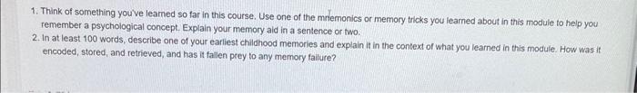 Solved 1. Think of something youve leamed so far in this | Chegg.com