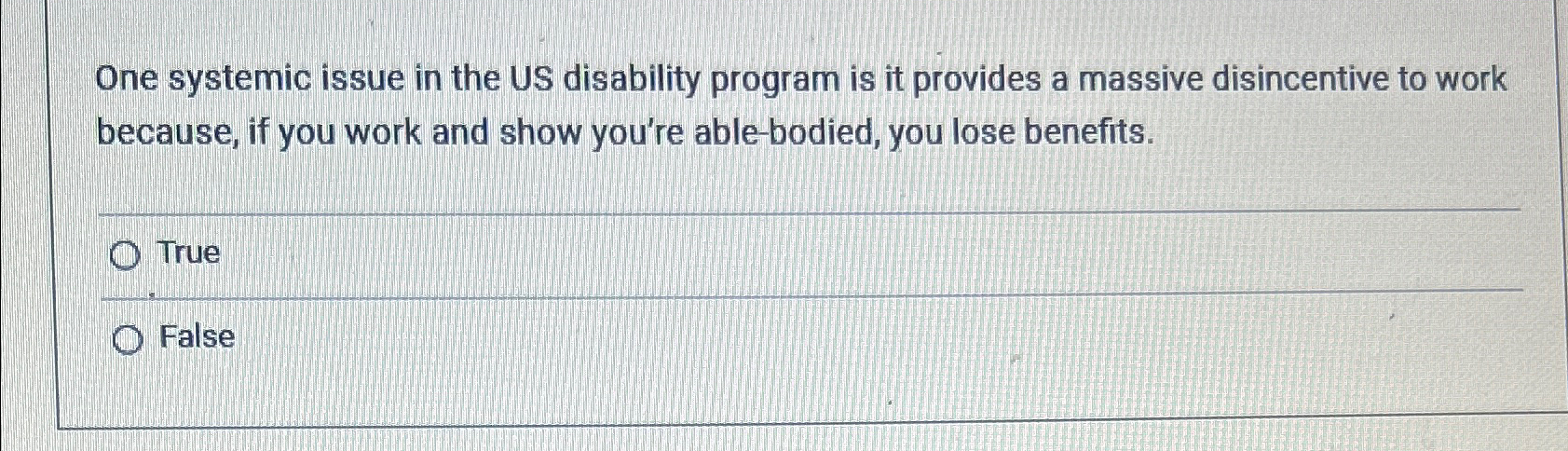 Solved One systemic issue in the US disability program is it | Chegg.com