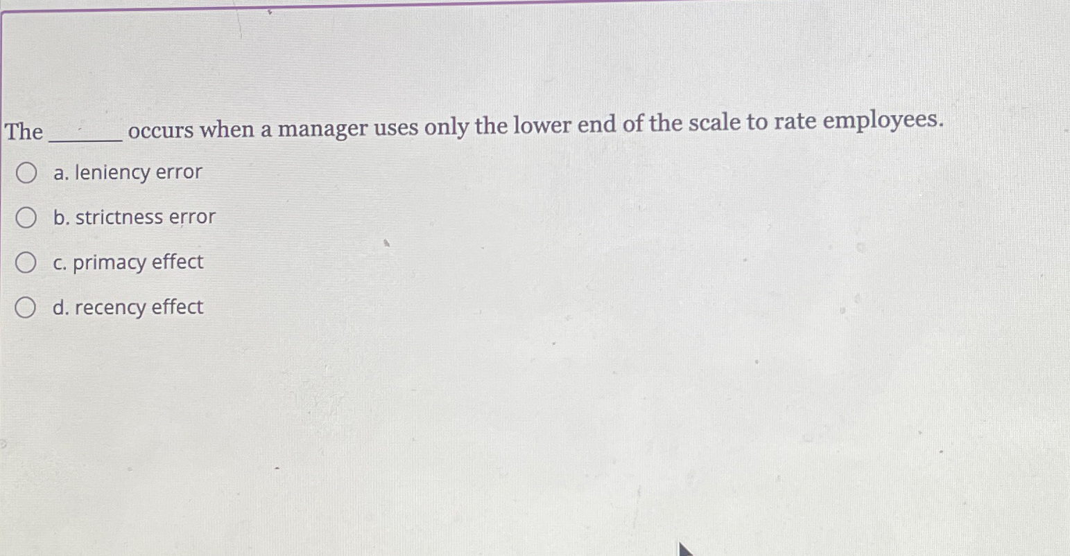Solved The occurs when a manager uses only the lower end of | Chegg.com