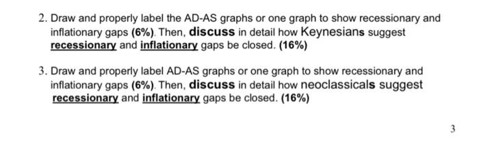 Solved 2. Draw and properly label the AD-AS graphs or one | Chegg.com