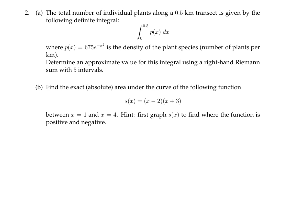Solved (a) ﻿The total number of individual plants along a | Chegg.com