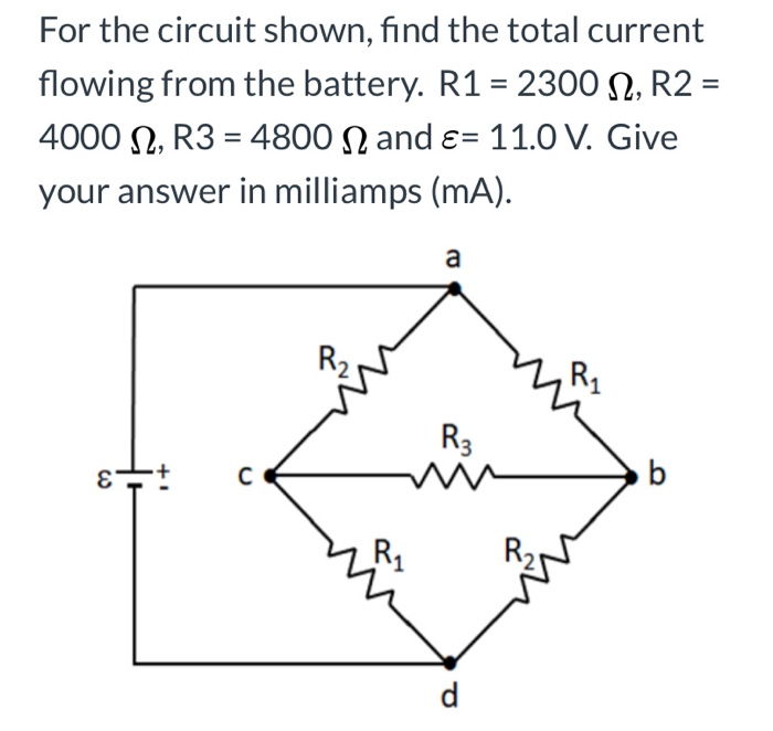 Solved For the circuit shown, find the total current flowing | Chegg.com