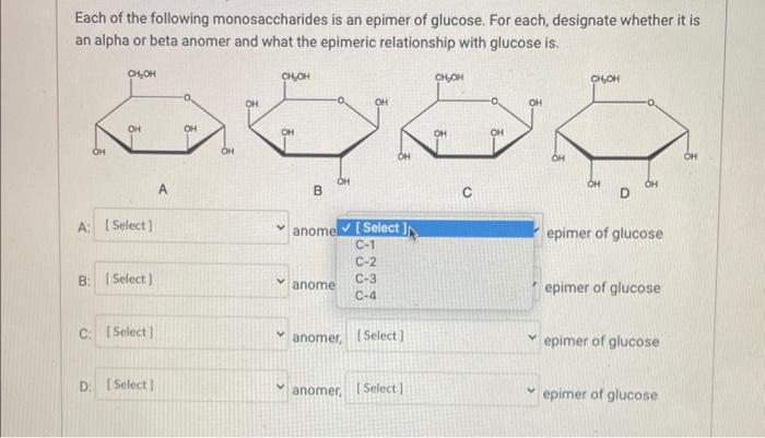 Solved Each of the following monosaccharides is an epimer of | Chegg.com