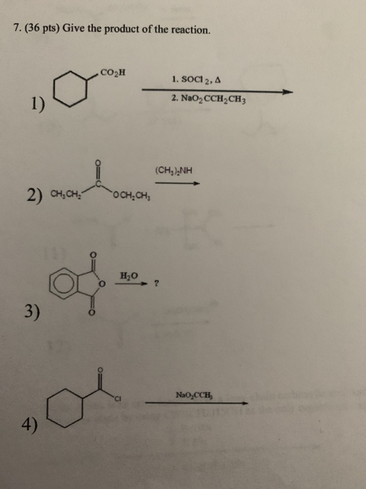 Solved 7. (36 pts) Give the product of the reaction. CO2H 1. | Chegg.com