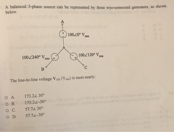 Solved A balanced 3-phase source can be represented by three | Chegg.com