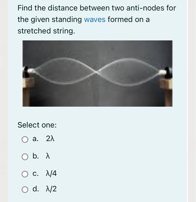 Solved Find the distance between two anti-nodes for the | Chegg.com