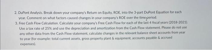 2. DuPont Analysis. Break down your company's Return | Chegg.com