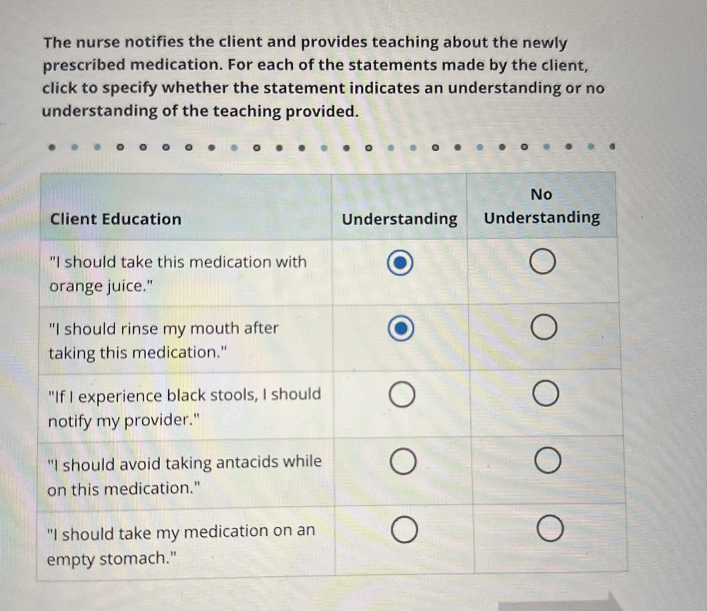 Solved The nurse notifies the client and provides teaching | Chegg.com