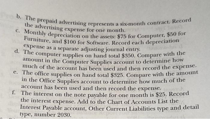 b. The prepaid advertising represents a six-month | Chegg.com