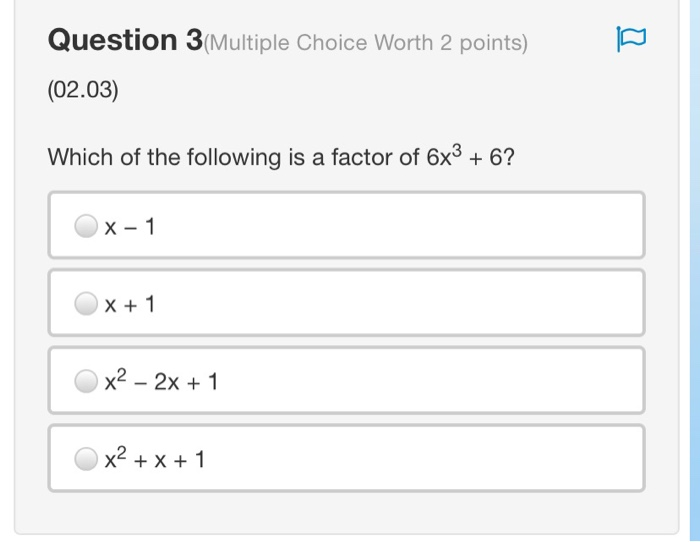 Solved Question 3(Multiple Choice Worth 2 points) (02.03) | Chegg.com