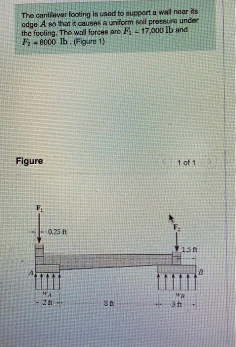 Solved The cantilever footing is used to support a wall near | Chegg.com