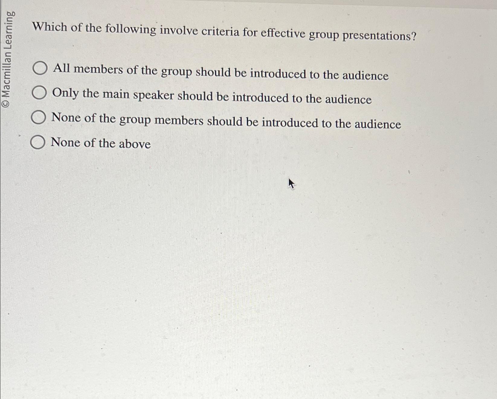 Solved Which of the following involve criteria for effective | Chegg.com