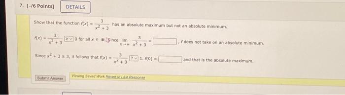 Solved 7. [-/6 Points] Show that the function f(x) f(x) = | Chegg.com