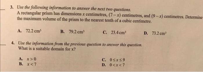 Solved 3. Use the following information to answer the next | Chegg.com