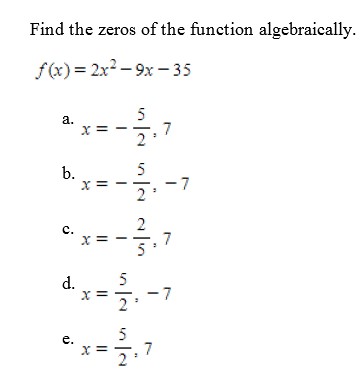 Solved Find the zeros of the function | Chegg.com