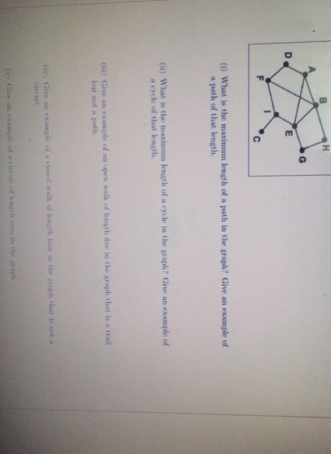 Solved H Dd E F (i) What is the maximum length of a path in | Chegg.com
