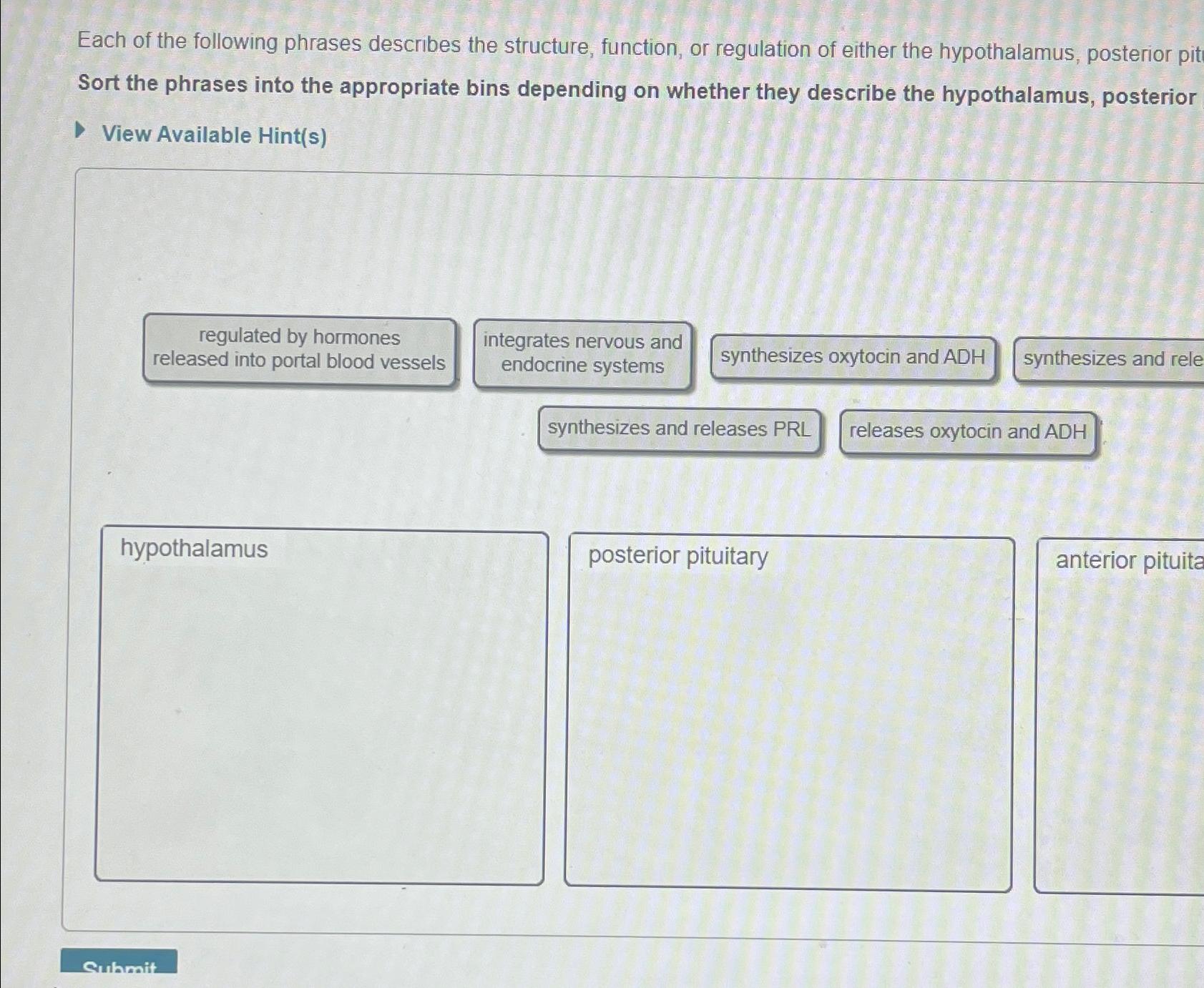 Solved Each of the following phrases describes the | Chegg.com