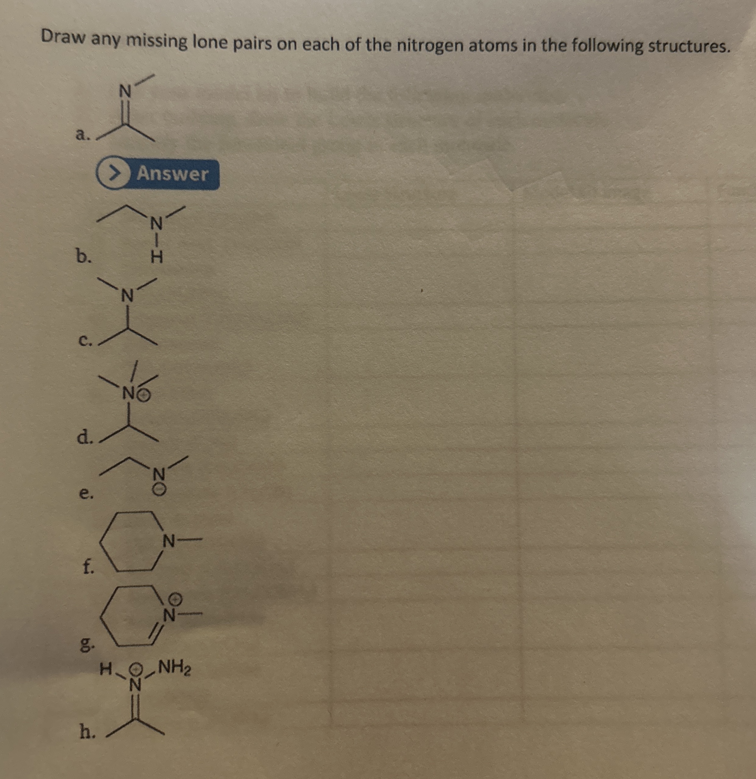 Solved Draw any missing lone pairs on each of the nitrogen | Chegg.com