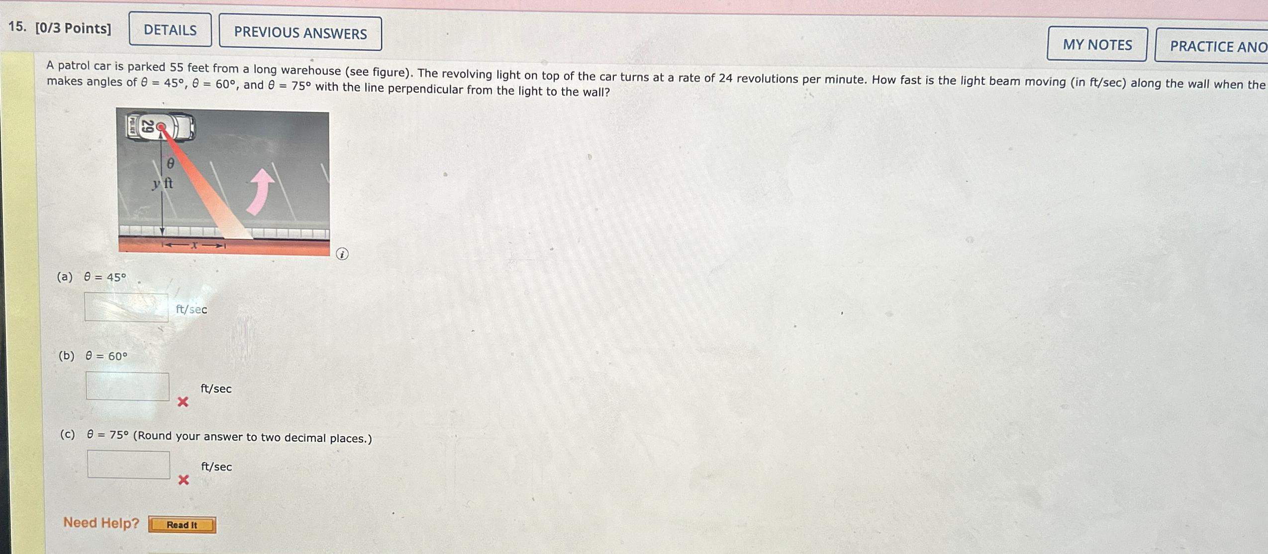 Solved Points] ﻿makes angles of θ=45°,θ=60°, ﻿and θ=75° | Chegg.com