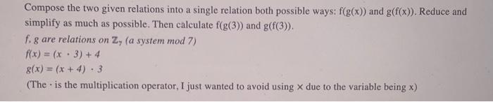 Solved Compose the two given relations into a single | Chegg.com