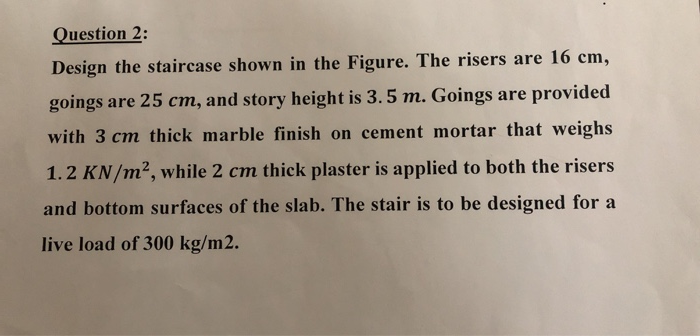 Solved Question 2: Design the staircase shown in the Figure. | Chegg.com