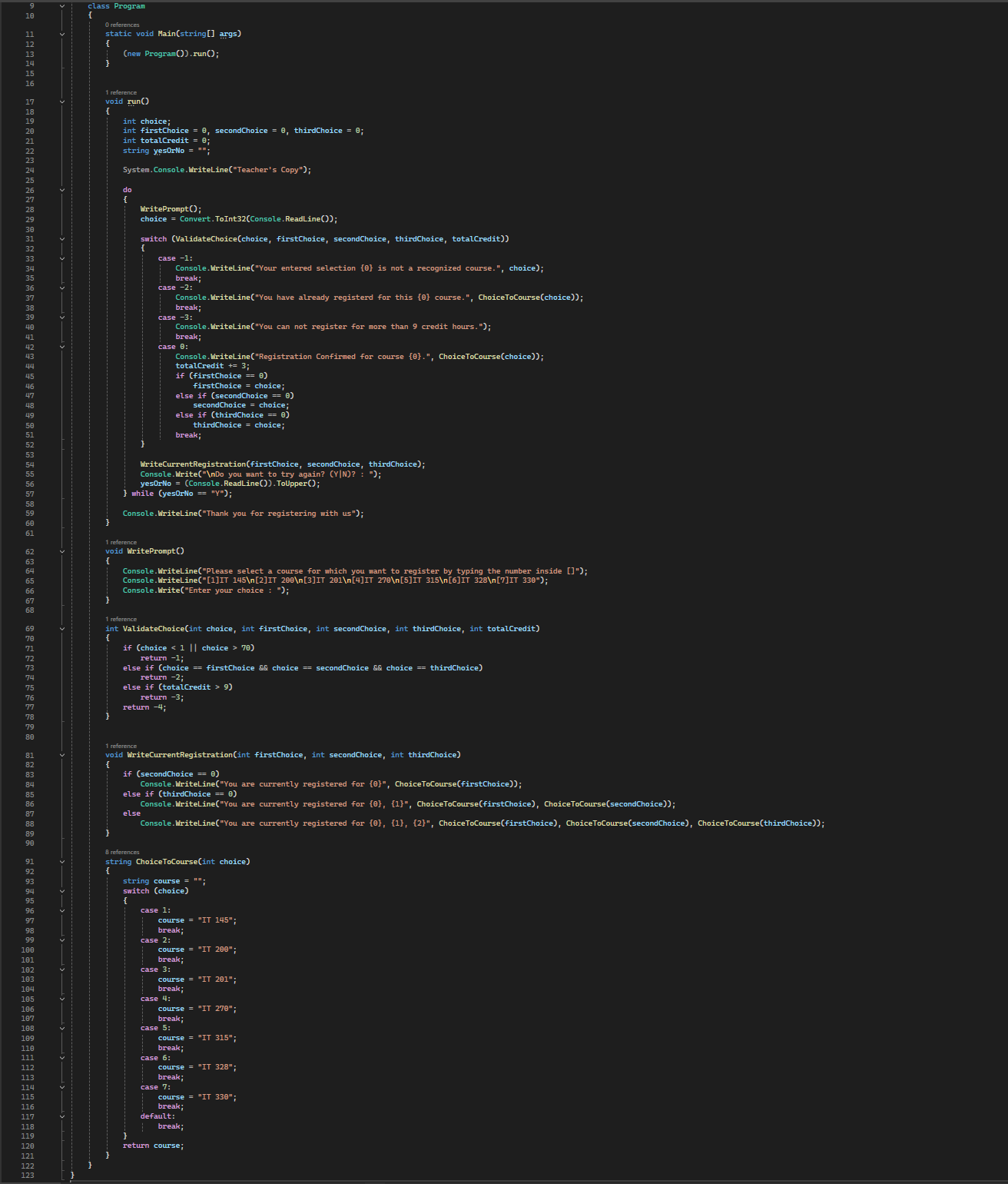 Solved in C#The ConsoleRegisterStudent Visual Studio project | Chegg.com