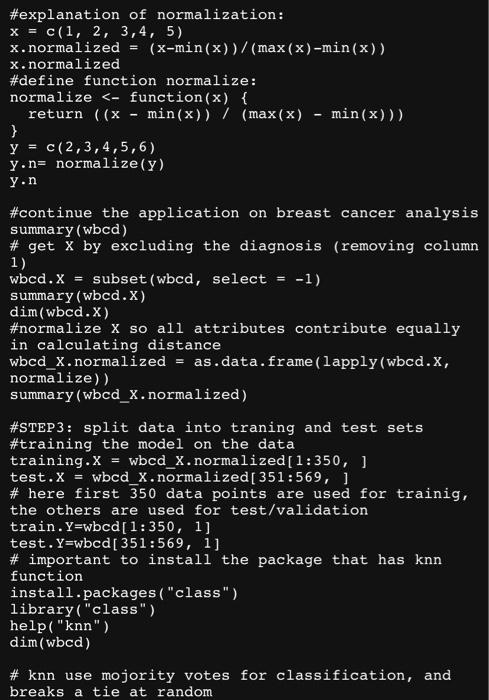 Solved \# knn method in R \# data set:breast cancer | Chegg.com
