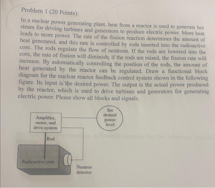 Solved Problem 1 (20 Points): In a nuclear power generating | Chegg.com