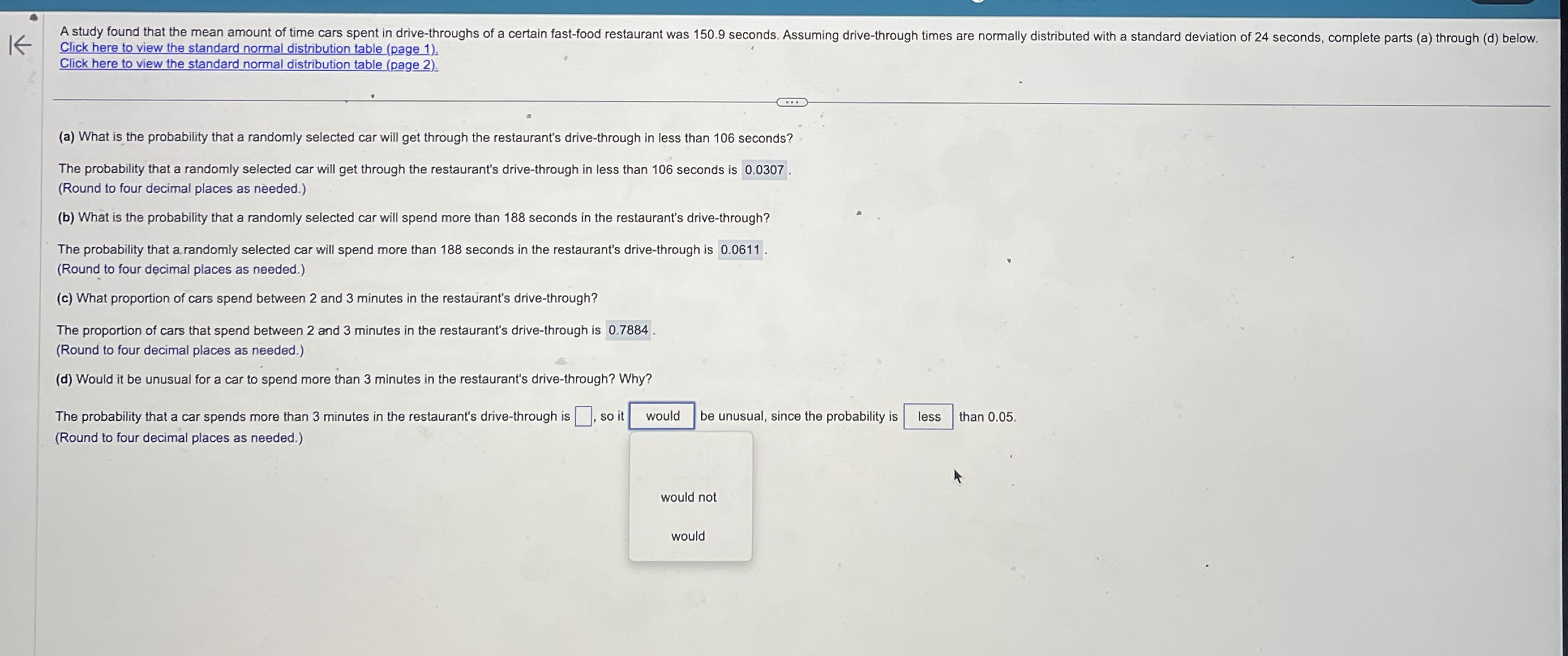 Solved Click here to view the standard normal distribution | Chegg.com