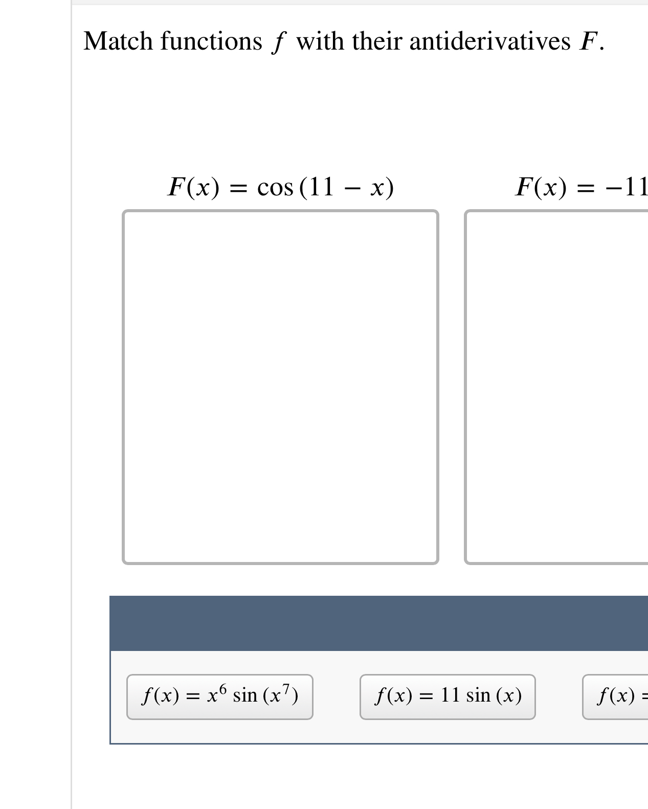 Solved Match functions f ﻿with their antiderivatives | Chegg.com