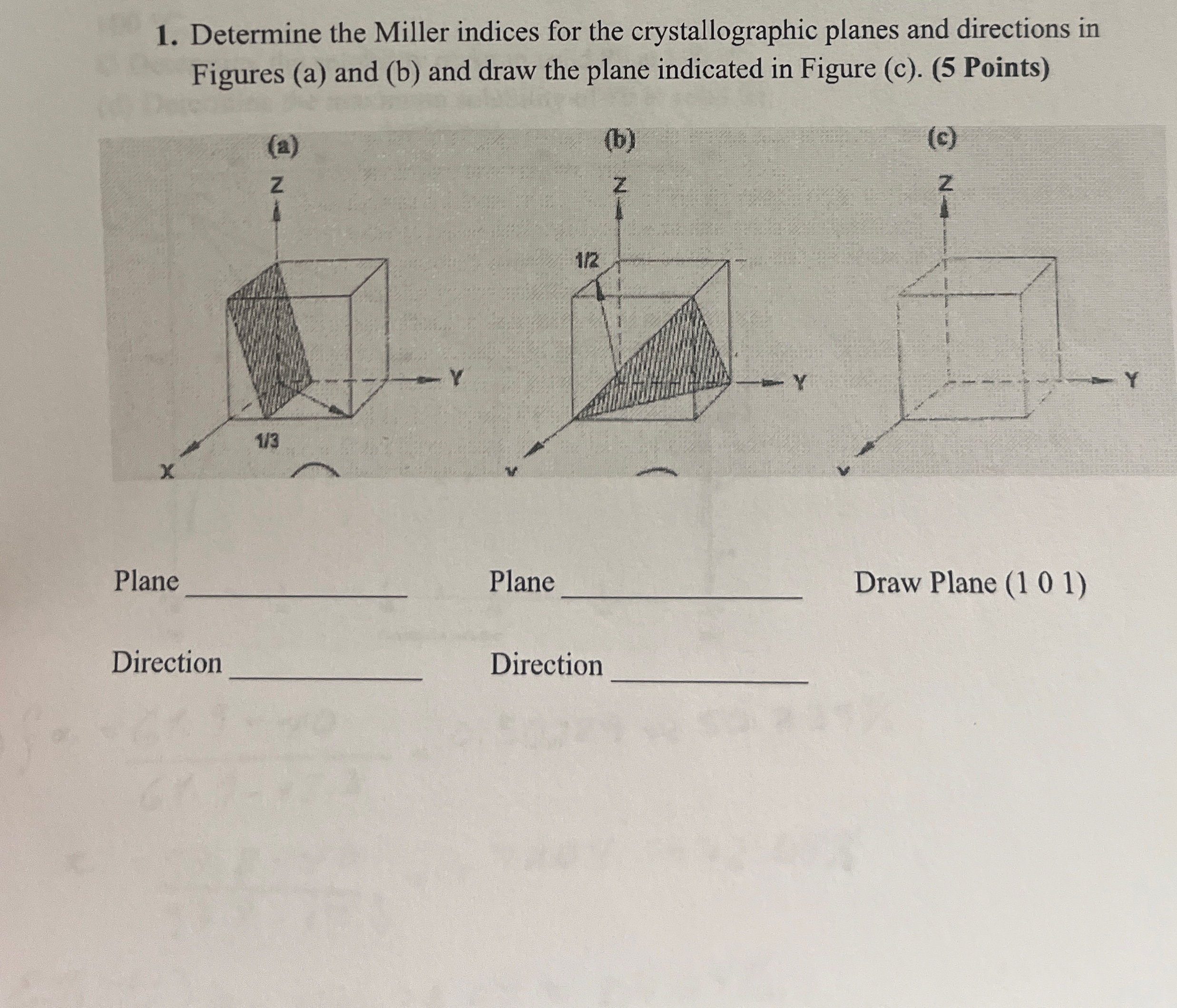 Determine the Miller indices for the crystallographic | Chegg.com