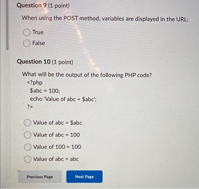 Solved When using the POST method, variables are displayed | Chegg.com