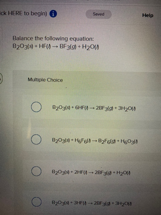 Solved ick HERE to begin) i Saved Help Balance the following | Chegg.com