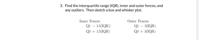 Solved 3. Find the interquartile range (IQR), inner and | Chegg.com