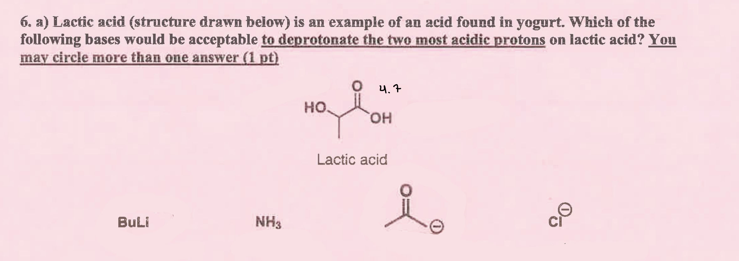 Solved a) ﻿Lactic acid (structure drawn below) ﻿is an | Chegg.com