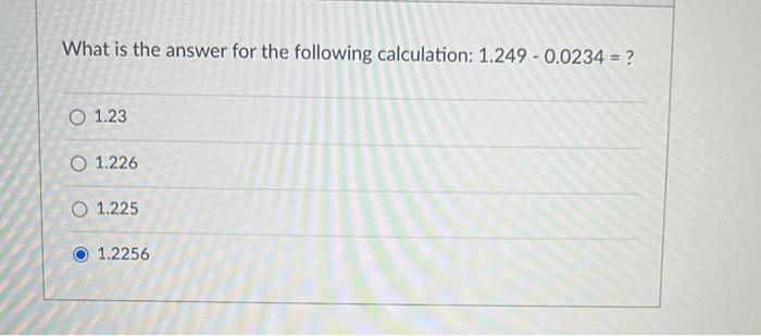 Solved What is the answer for the following calculation: | Chegg.com