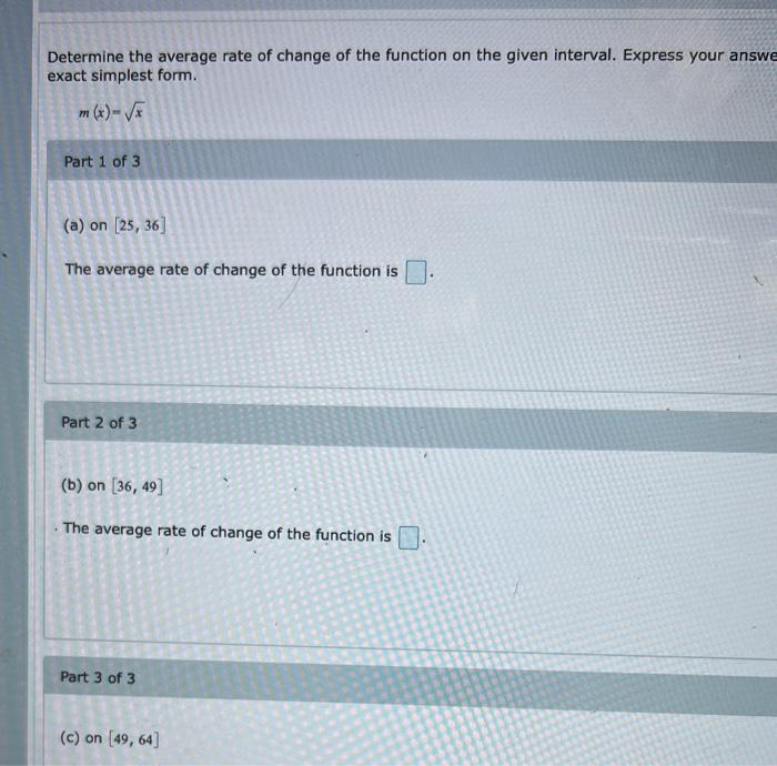 Solved Determine the average rate of change of the function | Chegg.com