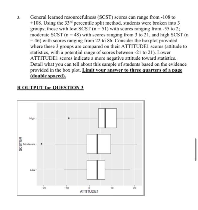 Solved 3. General learned resourcefulness (SCST) scores can | Chegg.com