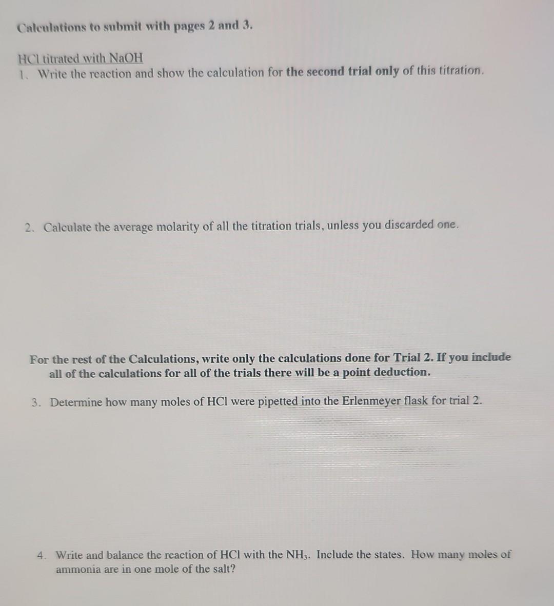 Solved Procedure Use the standardized NaOH to standardize | Chegg.com