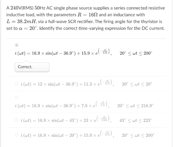 Solved A 240V (RMS) 50Hz ﻿AC single phase source supplies a | Chegg.com