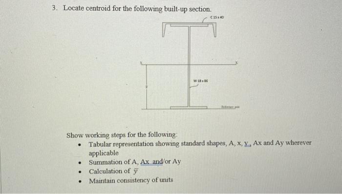 Solved 3. Locate centroid for the following built-up | Chegg.com
