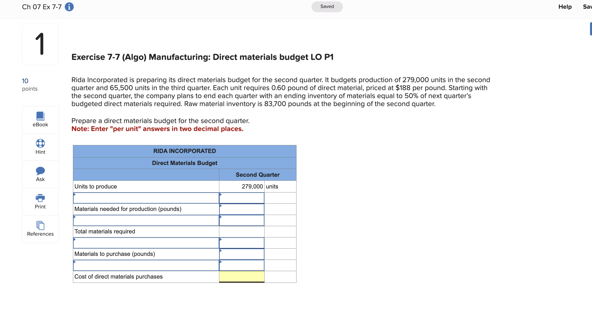 Solved Exercise 7-7 (Algo) ﻿Manufacturing: Direct materials | Chegg.com