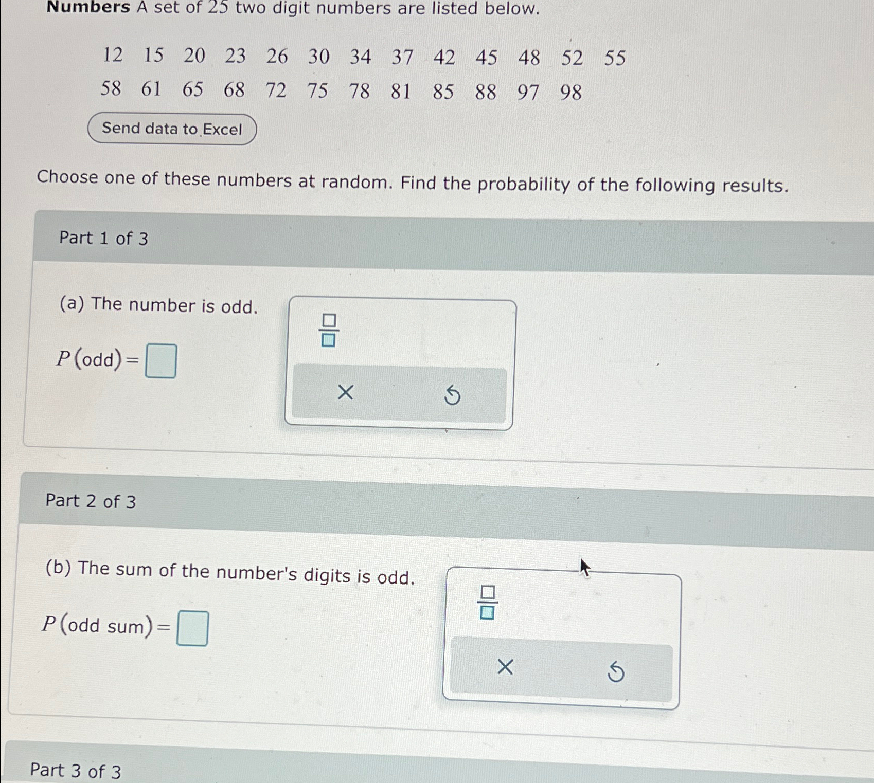 Solved Numbers A set of 25 ﻿two digit numbers are listed | Chegg.com