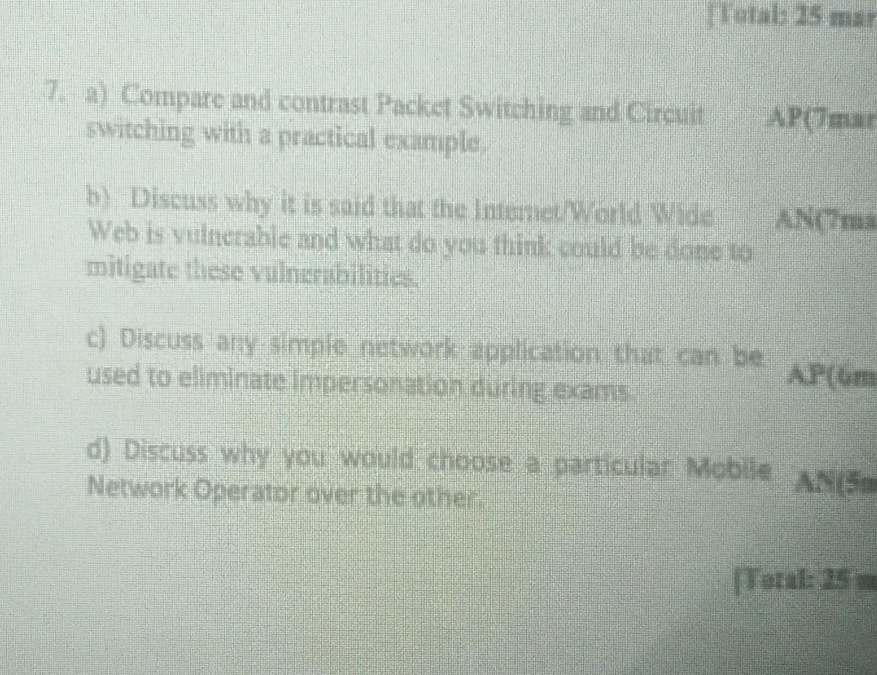 Solved a) Compure und contrast Packet Swithing ad Curget | Chegg.com
